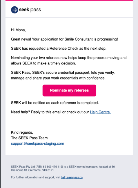How do I provide my referee details? – SEEK Pass